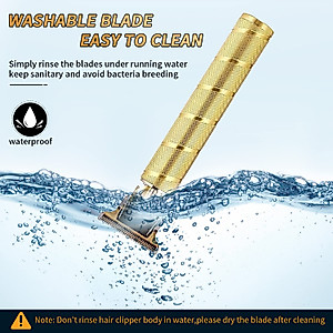 Hair Trimmer for Men, Professional Electric Hair Clippers Cordless Beard Trimmer Shaver Electric T Blade Hair Trimmer, Zero Gapped Hair Clippers Cutting Grooming Kit with Guide Combs, Gold