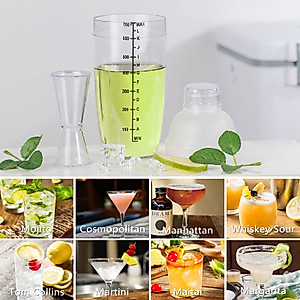 Plastic Cocktail Shaker 4 Pack 24oz Drink Mixer Gift Boxed With 4 Pack Ounce Cup Clear Bar Set