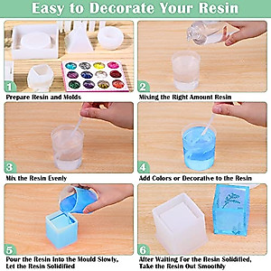 Silicone Resin Molds Kit 26PCS, Epoxy Resin Molds, Large Resin Casting Molds with 12 Glitter Sequins for UV Resin Casting, Including Sphere, Cube, Pyramid, Square, Coaster, Stone & Pendants