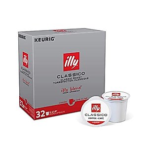 illy Coffee, Smooth and Balanced, Classico Medium Roast , Made with 100% Arabica Coffee, All-Natural, No Preservatives, Coffee Pods for Keurig Coffee Machines, 32 K-Cup Pods (Pack of 1)