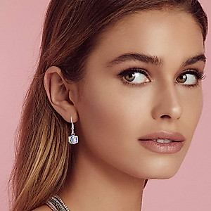 Austrian Crystal Cube Drop Dangle Earrings for Women Fashion 14K Gold Plated Hypoallergenic Jewelry (Aurora Borealis)