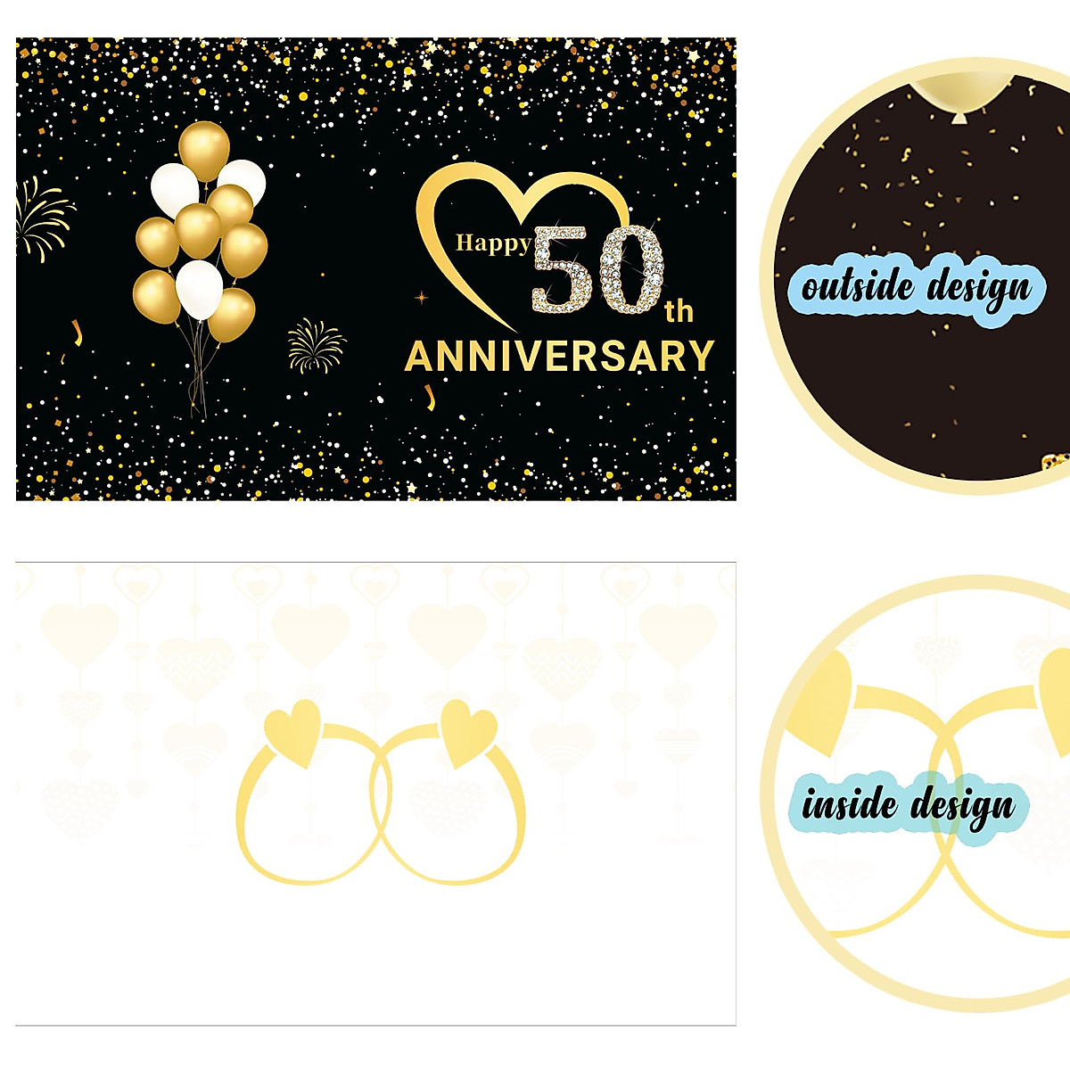 Jumbo 50th Anniversary Card with Envelope, Giant Anniversary Party Greeting Card, Extra Large Guest Book Message Greeting Cards,Big Anniversary Card for Women Men,Happy Anniversary Party Decorations