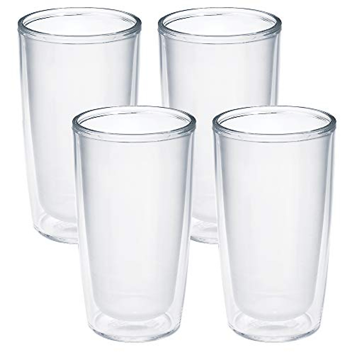 Tervis Made in USA Double Walled Crystal Clear Tabletop Insulated Tumbler Cup Keeps Drinks Cold & Hot, 16oz - 4pk, Clear