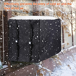 Air Conditioner Covers for Window Units - 3 Layers Insulation Outside AC Cover with Elastic Drawstring Metal Buckle Strap, Outdoor Winter Waterproof AC Canopy Sun Shade - 27.5 × 22.5 × 18.5 Inch
