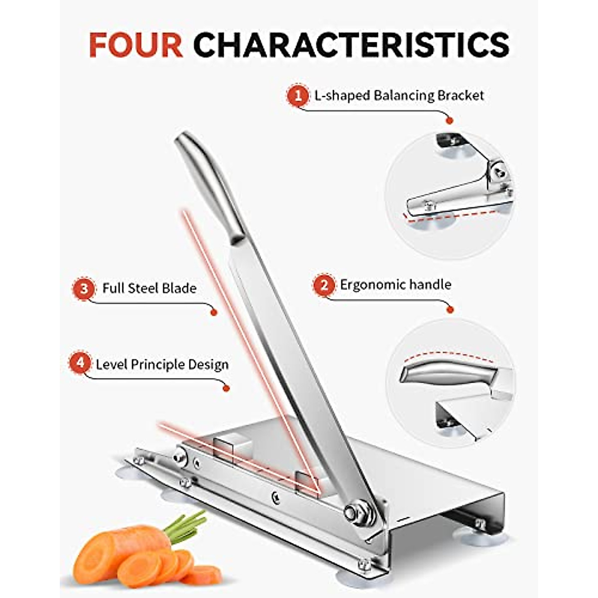 BAOSHISHAN Meat Slicer Meat Bone Cutter Manual Ribs Chopper for Fish Chicken Beef Frozen Meat Vegetables Deli Food Slicing Machine Home Cooking Use