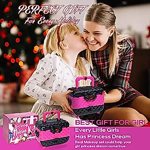 Kids Makeup Kit for Girl - Safe & Non Toxic Washable Makeup for Kids, Real Girls Makeup Kit for Kids Age 4-12, Princess Dress Up Toys for Girls Kids Children, Girls Christmas Birthday Gift Age 4-12