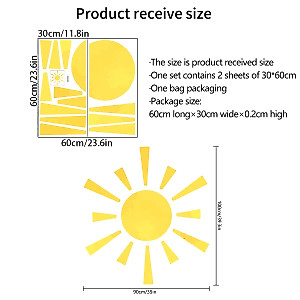 39.3x35 Inch Boho Sun Wall Decals Removable Sunshine Wall Sticker Vinyl Peel and Stick Sun Decals Wall Art for Girls Kids Bedroom Nursery Playroom Decor