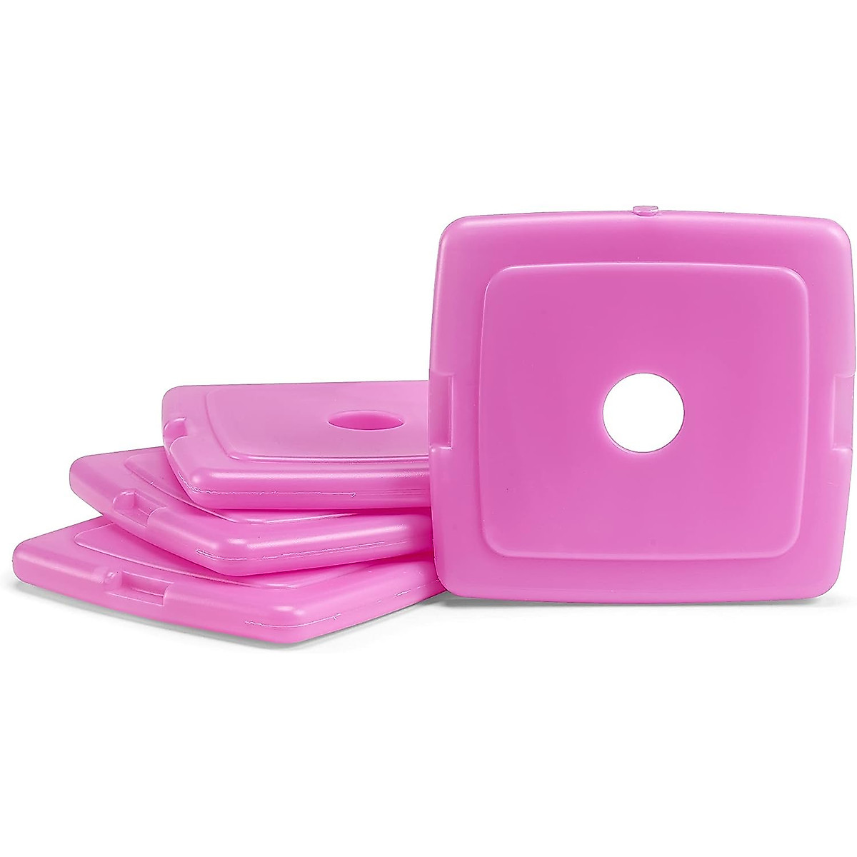 Cool Coolers by Fit & Fresh 4 Pack Slim Ice Packs, Quick Freeze Space Saving Reusable Ice Packs for Lunch Boxes or Coolers, Purple