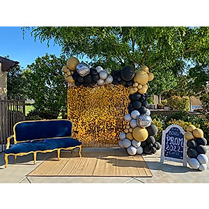 24 Panels Gold Shimmer Wall Panels Backdrops, Square Sequins Backdrops with 3D Effect, Large Gold Photo backdrops for Christmas, Birthday, Graduation, Wedding Party Decoration and Home Decoration