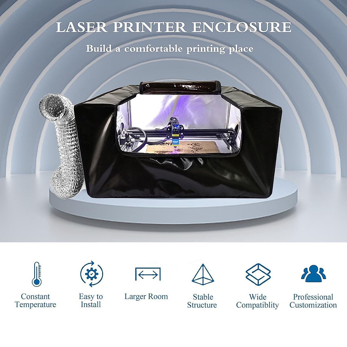 Laser Engraver Enclosure,Fireproof and Dustproof Laser Cutter Protective Cover with Fan and Pipe, Against Smoke, Odor, Noise and Eye Protection,for Most Engraver