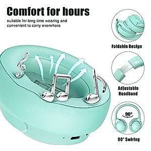 Bluetooth Headphones Over Ear,BERIBES 65H Playtime and 6 EQ Music Modes Wireless Headphones with Microphone,HiFi Stereo Foldable Lightweight Headset, Deep Bass for Home Office Cellphone PC Etc.(Green)