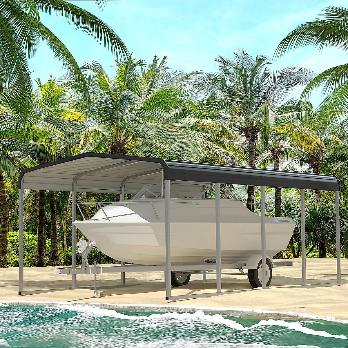 Betterhood 12x20 FTHeavy Duty Metal Carport with Galvanized Steel Roof and Metal Carport Kits, Outdoor Carport Canopy Enhanced Base, Multi-Purpose Extra Large Car Shelter for Car, SUV, Truck and Boat