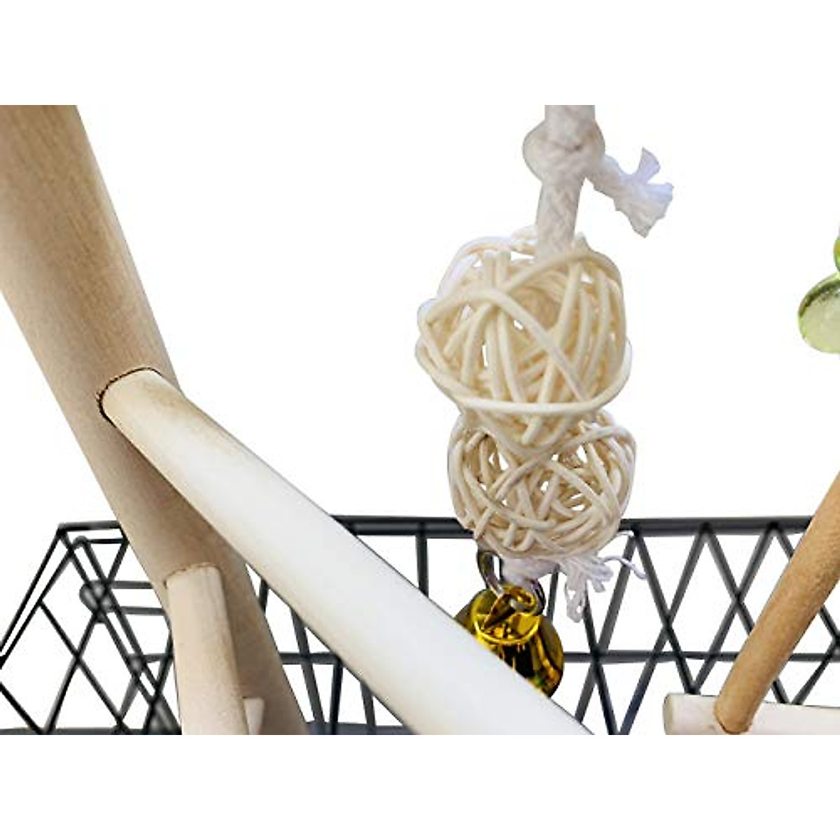 Hamiledyi Parrot Playground Parakeet Perches Outside Cage Bird Climbing Ladder Swing Toy Natural Wood Cockatiel Play Gyms Stand for Small Conure Love Birds Finch African Grey Macaw Amazon Budgies