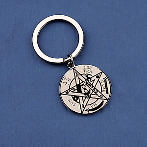 MYOSPARK Star Tetragrammaton Pentacle Keychain Amulet Statement Jewelry (Star Tetragrammaton Pentacle Keychain)