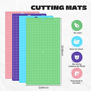 LOYIM 6 Pack Cutting Mat 12 x 24 Inch, Cutting Mats for Craft, Standard, Strong, Adhesive Cut Mat Replacement Variety Adhesive Sticky Cutting Mat Accessories for Craft Sewing Art, 4 Colors