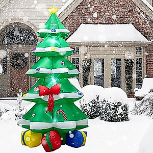 6 Foot Christmas Inflatable Christmas Tree with Gift Box Decoration with LED Lights,Cute Blow up Christmas Tree Indoor Outdoor Decoration - WM - 22