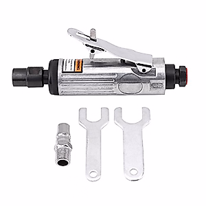 Air Die Grinder, 1/4Inch Pneumatic Air Die Grinder Grinding Kit 90 Degree Polishing Engraving Tool 90PSI for Grinding,Trimming and Shaping