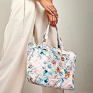 Vera Bradley Women's Performance Twill Multi-Strap Shoulder Satchel Purse, Peach Blossom Bouquet, One Size