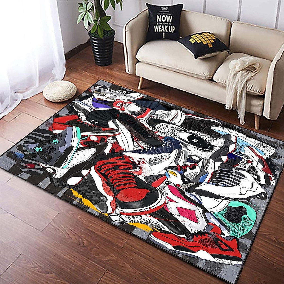 Generic Sneakers Rug, Sneakers, Shoes Rug, Street Rug, Cool Rug, Sneakers Decor Rug, Sneaker Art, Fashion Street Rug, 5.2 x 7.5 feet, Colourful