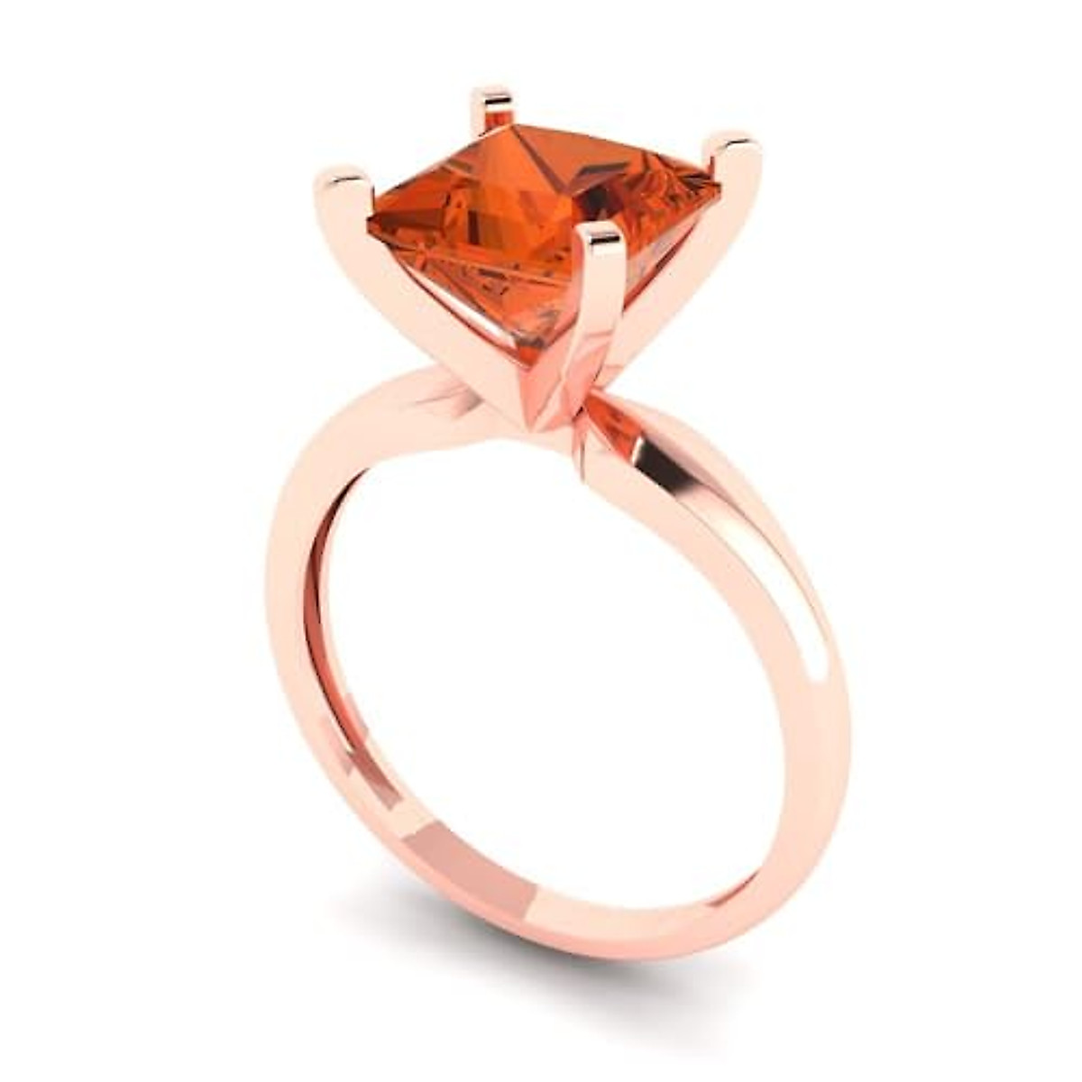 Clara Pucci 2.5 ct Princess Cut Solitaire Red Simulated Diamond Engagement Bridal Promise Anniversary Ring in 18K Rose Gold Size 3.5