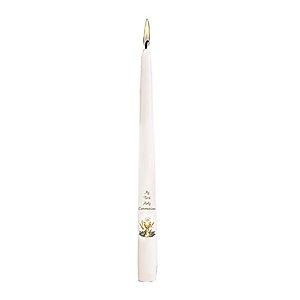 My First Holy Communion Wax Taper Candle with Chalice and Host Design, 10 Inch