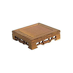 Yardwe 1pc Delicate Vintage Balcony Ornament Practical Platform Fish Light Bonsai Scene Stand Square Statue Patio Vase Office Base Decoration for Brown Rack Garden Home Tank Indoor