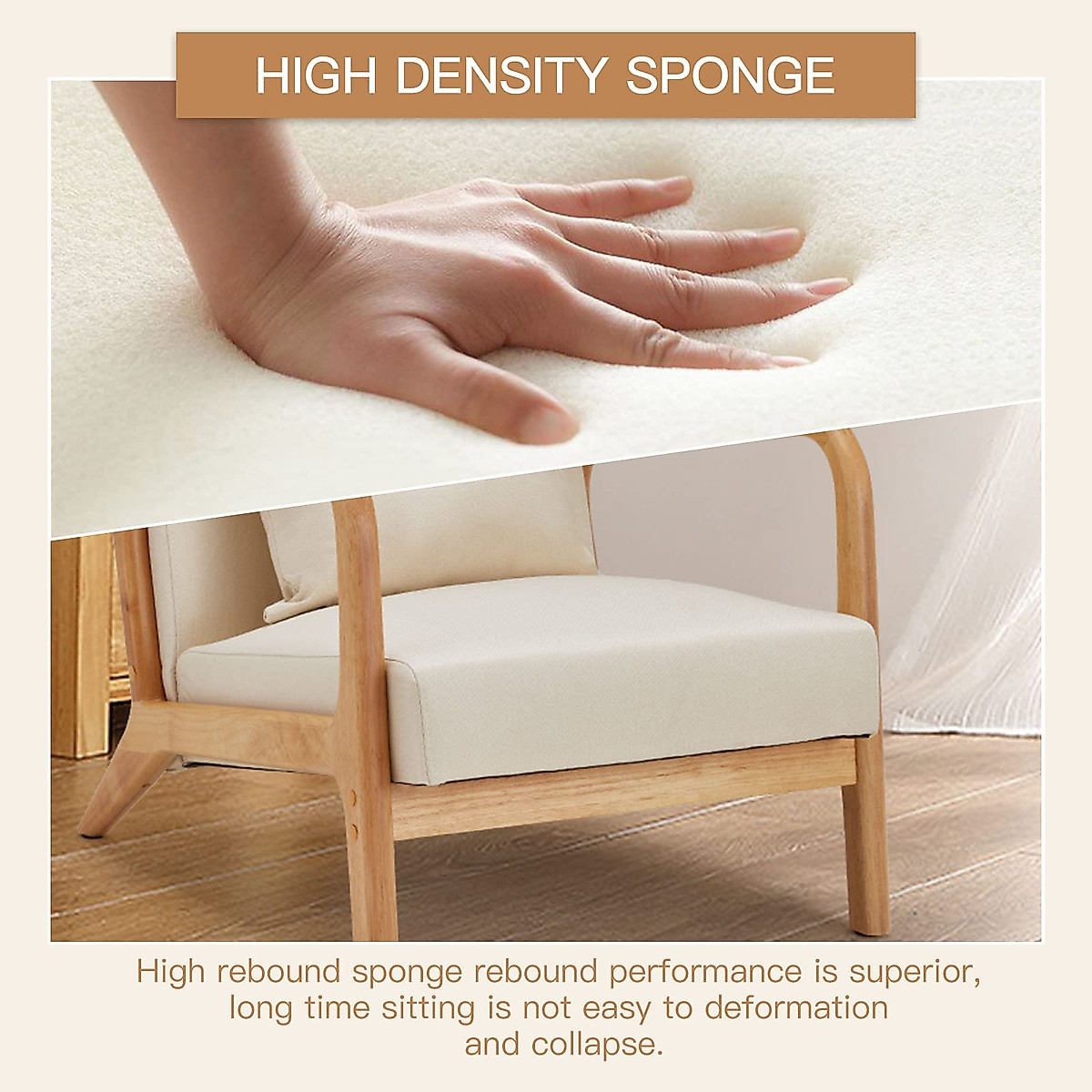 Esright Modern Accent Chairs for Living Room Set of 2, Mid Century Modern Living Room Bedroom Reading Comfy Lounge Chairs, Small Side Armchair for Bedrooms (Beige)