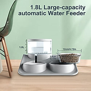 YMINA Dogs Water Dispenser Water Bowl for Dogs Automatic Cat Feeder Self Dispensing Pet Waterer Automatic Gravity Dog Cat Waterer Travel Supply Feeder and Water Dispense (1.8, Grey)
