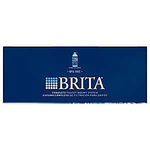 Brita Complete Faucet Mount Water Filtration System, BPA-Free Faucet Water Purifier for Sink, Filter Replaces 2,250 Plastic Water Bottles a Year, Lasts Four Months, Includes 1 System/1 Filter, White