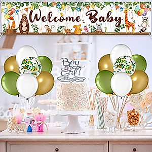Woodland Baby Shower Decoration Gender Neutral Forest Decor Woodland Animal Baby Shower Party Supplies, Welcome Baby Banner Forest Creature Backdrop, Latex Confetti Balloon for Gender Reveal