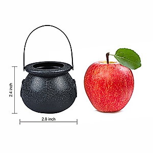YoHold Plastic Cauldron, Mini Black Witch Cauldron, Candy Cauldron Kettles for Halloween, St Patrick's Day, Wizard Theme Party Decorations, 1 Dozen(12PCS), Black