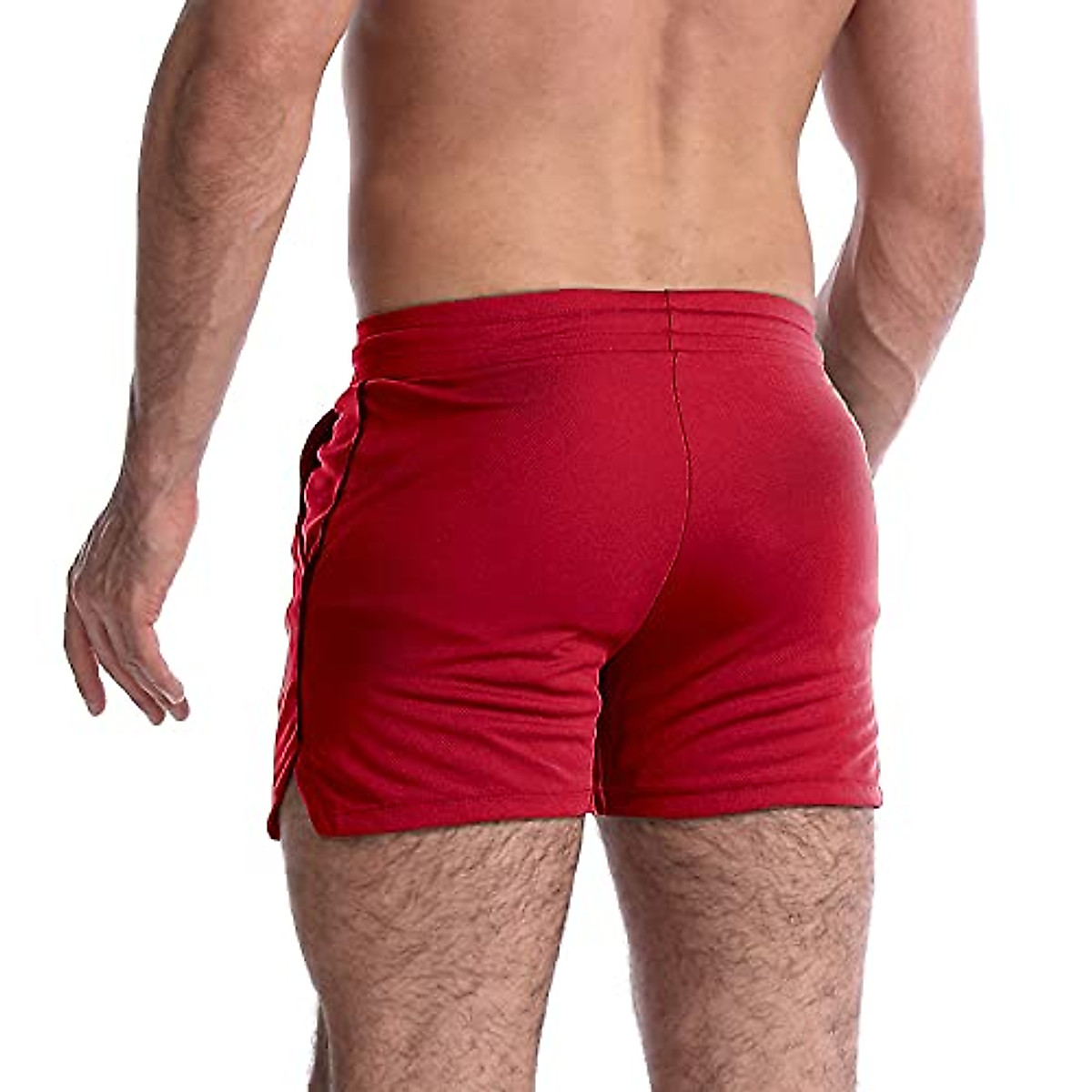 Men's 5 Inch Inseam Workout Shorts Athletic Gym Shorts Bodybuilding Short Shorts Casual Running Shorts Red US L