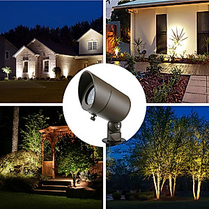4W LED Landscape Lighting Low Voltage Landscape Lights Spotlights GL101-BZLED8 AC/DC 12V Warm White Waterproof for Driveway,Yard, Lawn,Patio,Walls,Trees,Flags,Outdoor Light (Bronze, 8 Pack)