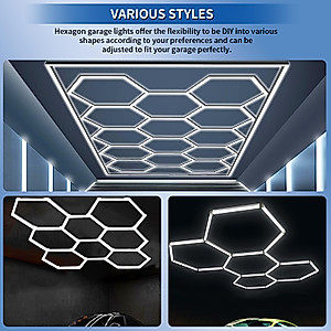 Hexagon Garage Lights, Honeycomb Hexagon Led Garage Light 14 Grid, High Brightness 672W 86400 Lumens Hexagon Light for Garage, Warehouse, Auto Beauty Shop, Work Shop