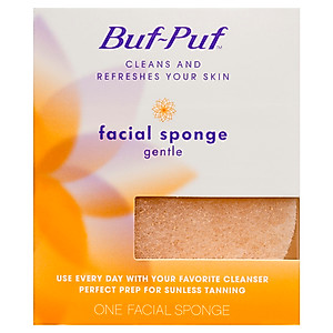 Buf-Puf Gentle Facial Sponge, Dermatologist Developed, Removes Deep Down Dirt & Makeup That Causes Breakouts and Blackheads, Reusable, Exfoliating, 1 Count