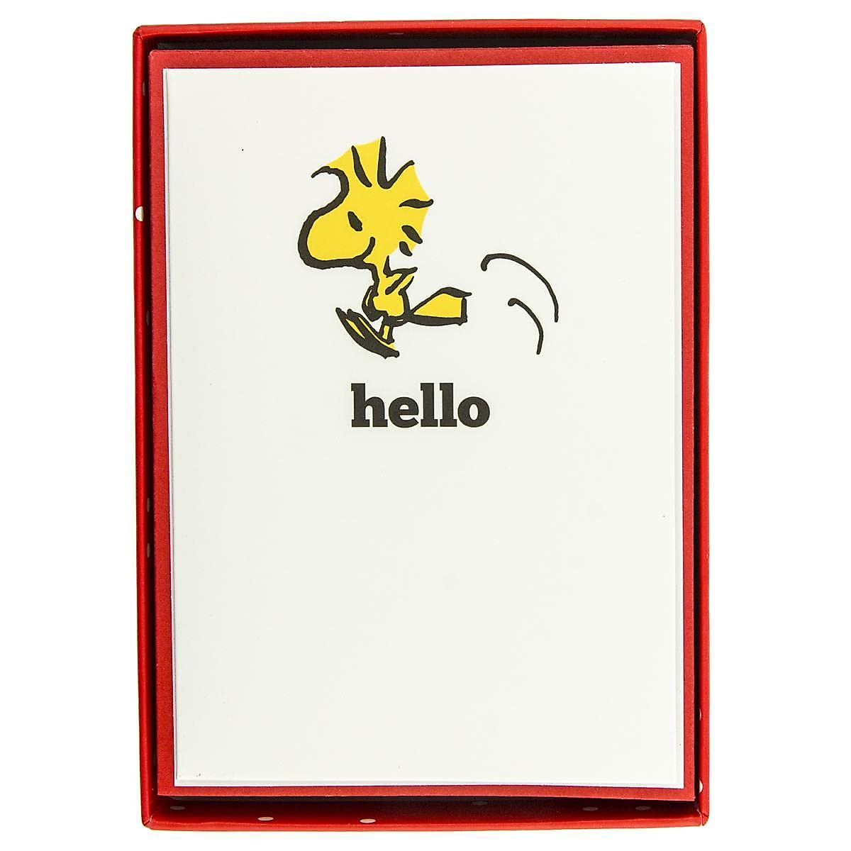 Graphique Happy Woodstock Boxed Notecards, 16 Peanuts "Hello" Message Cards, with Matching Envelopesand Storage Box, 3.25" x 4.75"