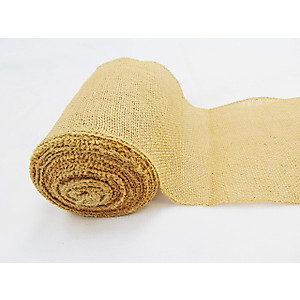 8 inch wide by 60 feet long tight weaved burlap tree plants wrap for protection ribbon | high density finished edges country style indoor outdoor table runner