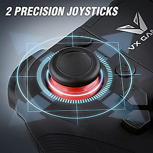 Volkano VX Gaming Bluetooth Contoller w/Phone Holder, Functional D-Pad, 2 Analog Sticks, 10 Action Buttons 10-Hr Playtime, Compatible w/VR Headset Android iOS Windows XP [Black/Red] - Command Series