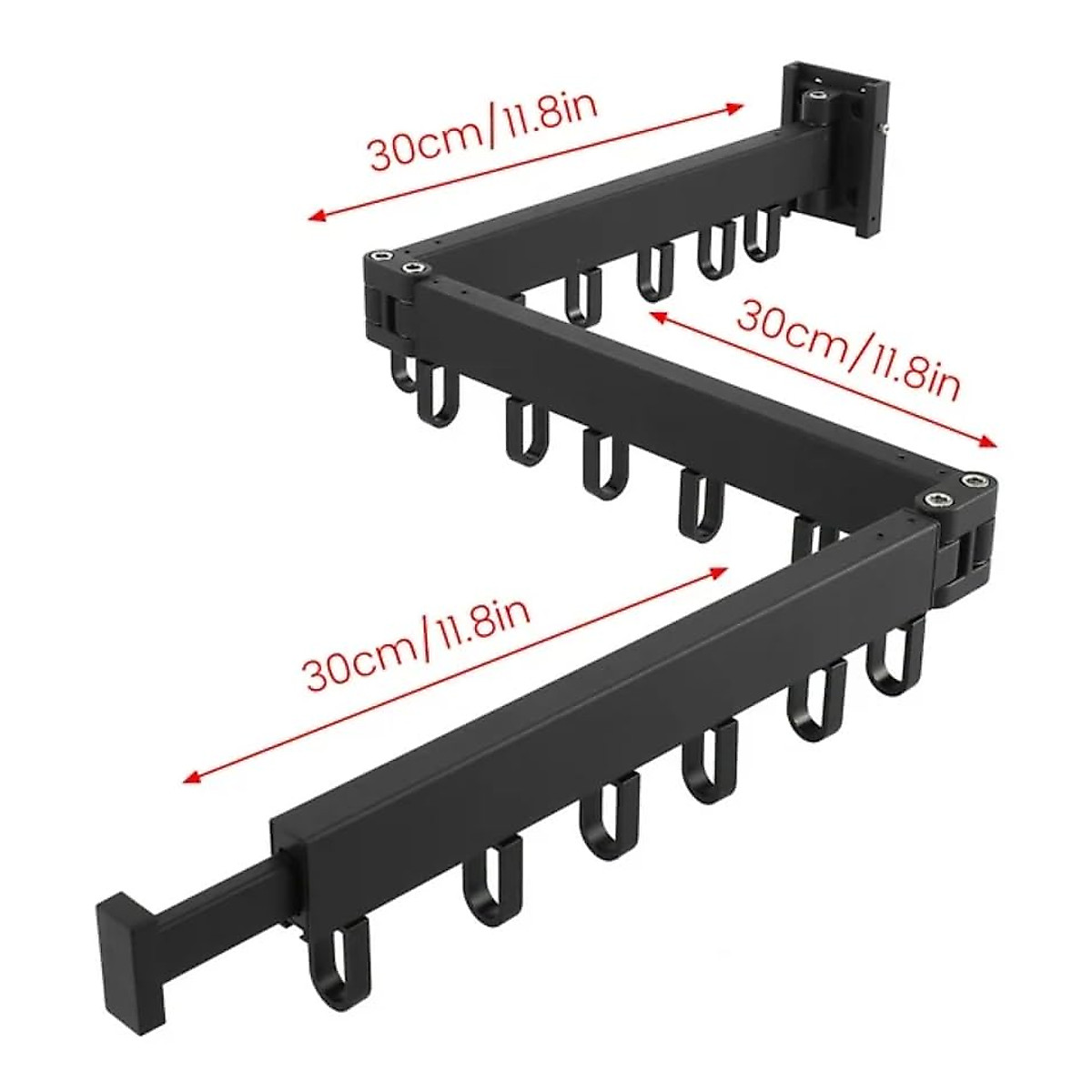 YWHWLX Wall Mounted Clothes Hanger Rack, Retractable Clothes Drying Rack,Space-Saver, Aluminum Laundry Drying Rack,Collapsible, for Laundry,Balcony, Mudroom, Bedroom (Black)