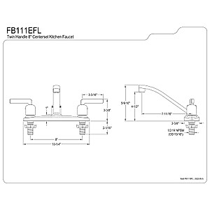 Kingston Brass FB111EFL Centurion 8" Centerset Kitchen Faucet, Polished Chrome
