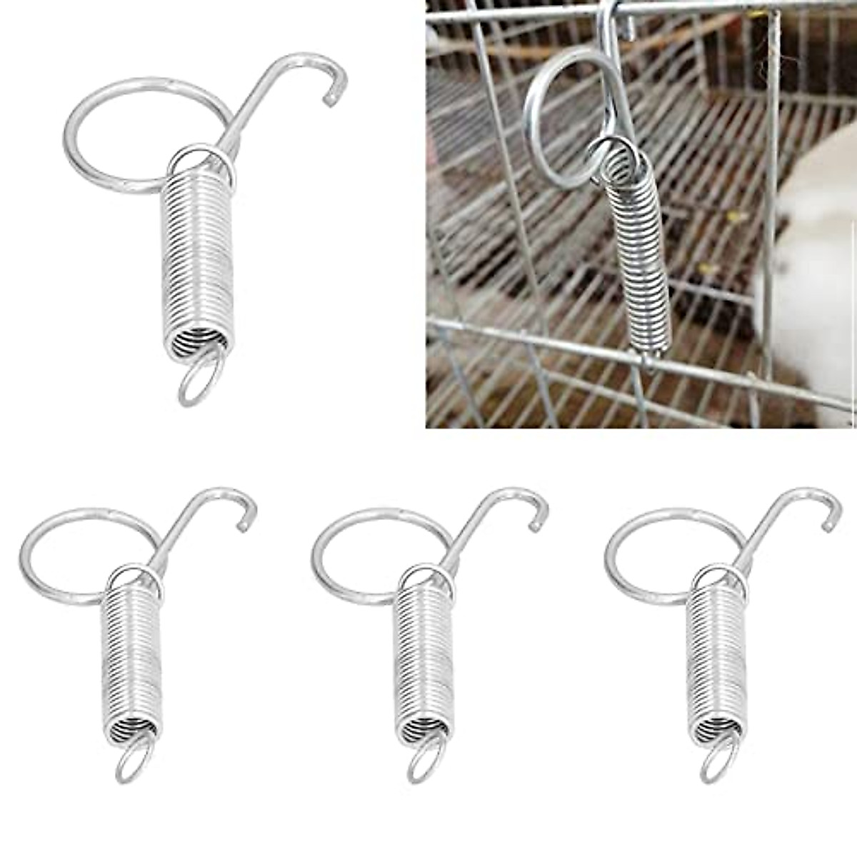 20Pcs Rabbit Cage Door Fixing Plate Metal Finger Spring Lock Hook Multifunctional Cage Door Spring Hook Used to Fix Rabbit Pet Cage Door Farm (Large)