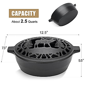 MYFIREPLACEDIRECT Wood Stove Steamer 2.5 Quart, Wood Stove Humidifier with Decorative Deer Pattern, Cast Iron Steamer for Wood Stove Rust Resistant Matte Black