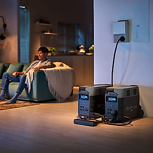 EF ECOFLOW 240V/7200Wh Home Battery Backup Solution: 2 DELTA Pro+Double Voltage Hub+Transfer Switch, 7200W Lifepo4 Power Station, Solar Generator for Home Use, Power Outage, Emergency