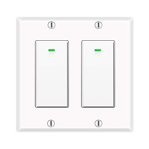 Alexa Light Switch, Double Smart WiFi Light Switches, Smart Switch 2 Gang Compatible with Alexa and Google Home, Neutral Wire Needed, with Remote Control, Timing Schedule, No hub Required (2Pack)