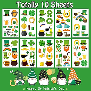 Leesgel St Patricks Day Tattoos Stickers, Luminous Shamrock Tattoos, St. Paddy’s Party Parade Favors Supplies Decorations (10 Sheets)