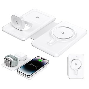 Wireless Charger for iPhone - 3 in 1 Charging Station for Apple Devices, Travel Magnetic Charger pad for iPhone 15 14 13 12 pro max & AirPods 3/2/Pro & Apple Watch