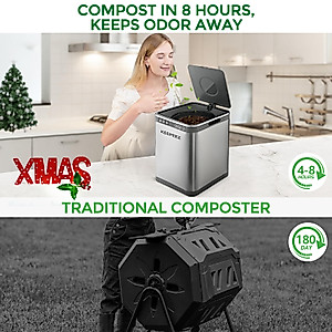 KEEPEEZ Electric Composter, 1-Gallon Largest Smart Waste Compost Bin Kitchen, Turn Waste into Natural Fertilizer 4-8h, Food Cycler Odorless,Detachable Carbon Filter, Kitchen Composter Energy Efficient