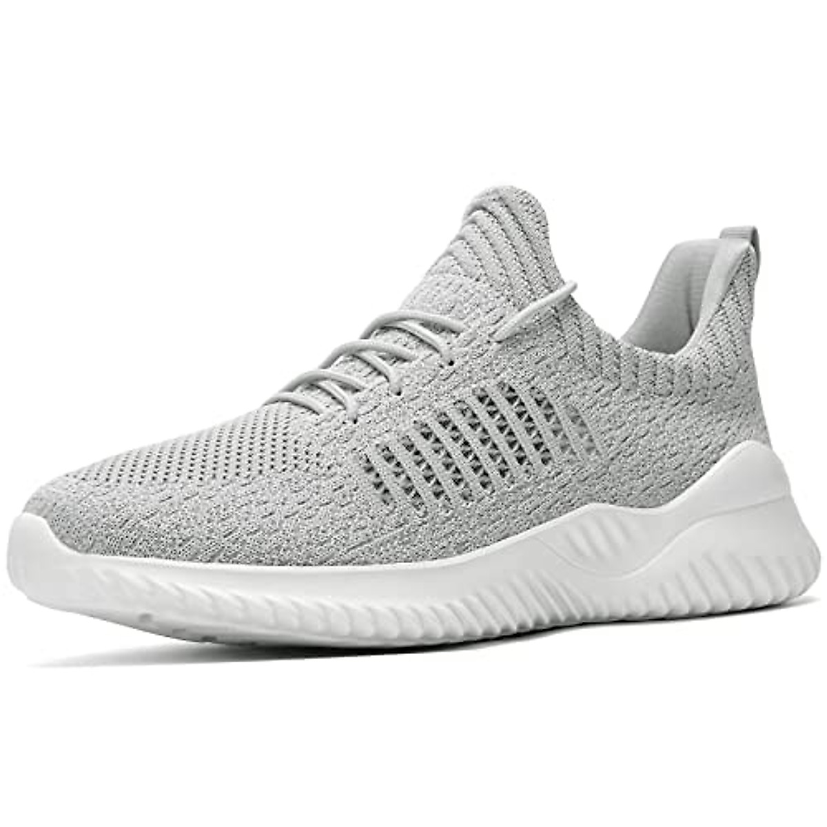 Akk Men's Running Shoes Walking Tennis Gym Sneakers Slip On Memory Foam Lightweight Shoes Grey 14