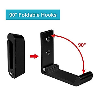 heneng 10 Pack 2" Black Folding Coat Hook w/Screws, Aluminium Alloy Foldable Hooks No Rust Wall Mounted for Keys, Towel, Hat, Bags, Headphones Holder, Headset Wall Hanger, Max.Load 44lb