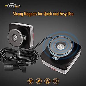 Partsam Magnetic LED Trailer Towing Light Kit w/Reflex, Universal 2x 15 LED Trailer Rear Light, Board Tail Brake Stop Indicator License Plate Light Lamp, 24ft Cable with 7 Pin Plug, IP68 Waterproof